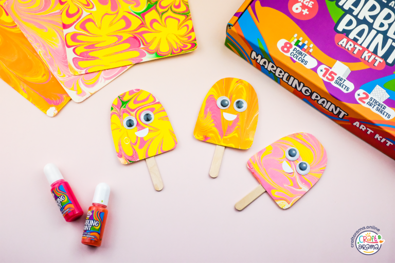 Popsicle Paper Craft Using Marbled Paper – Easy Arts and Crafts ...
